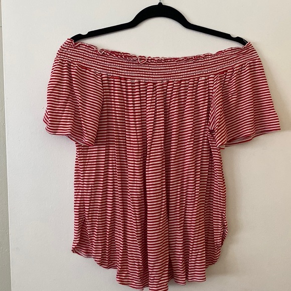 Nectar Clothing | Tops | Cute Off The Shoulder Red And White Striped ...